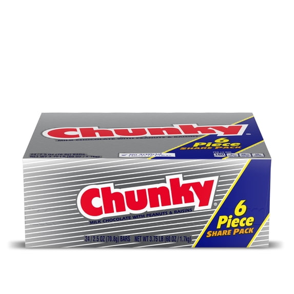 Chunky, Milk Chocolate with Peanuts and Raisins, Individually Wrapped ...