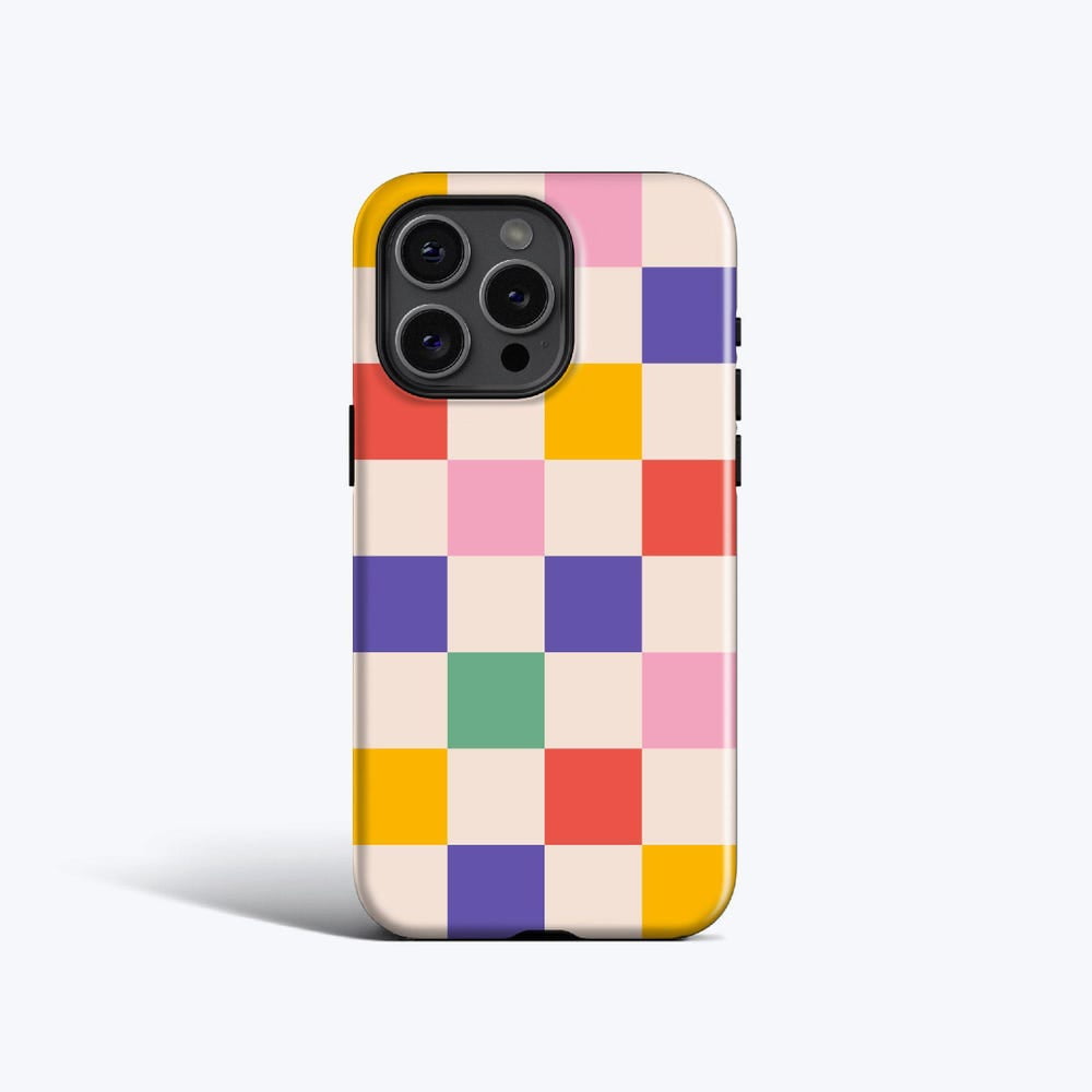 Chunky Multicolor Check Y2K Phone Case for iPhone 11-17 Pro Max ...