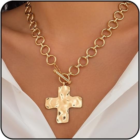 Chunky Necklace for Women Trendy Big Cross Necklace Large Cross Pendant ...