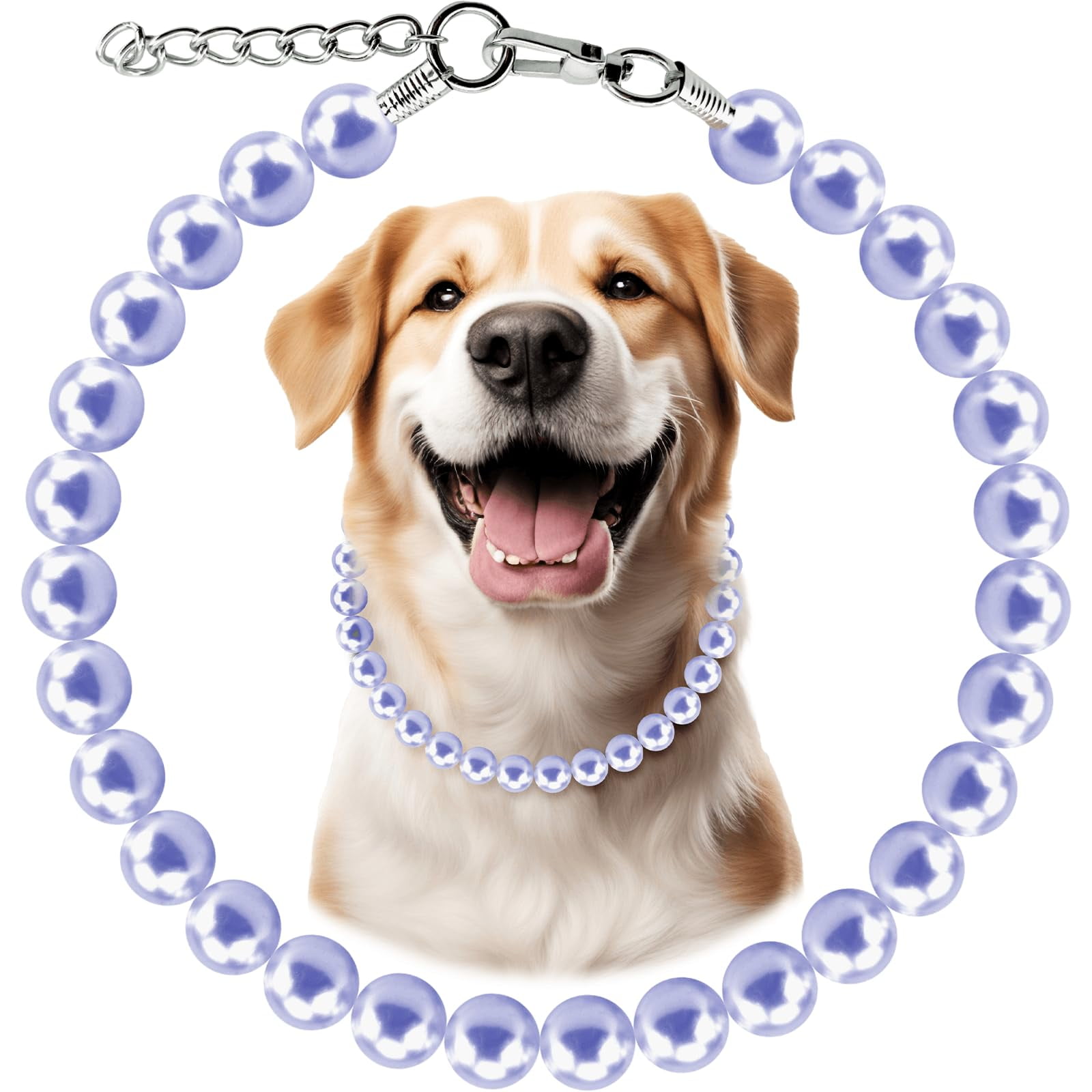 Chunky Pearl Dog Necklace TGF4 (Beads 19mm) with Strong Stainless Steel ...