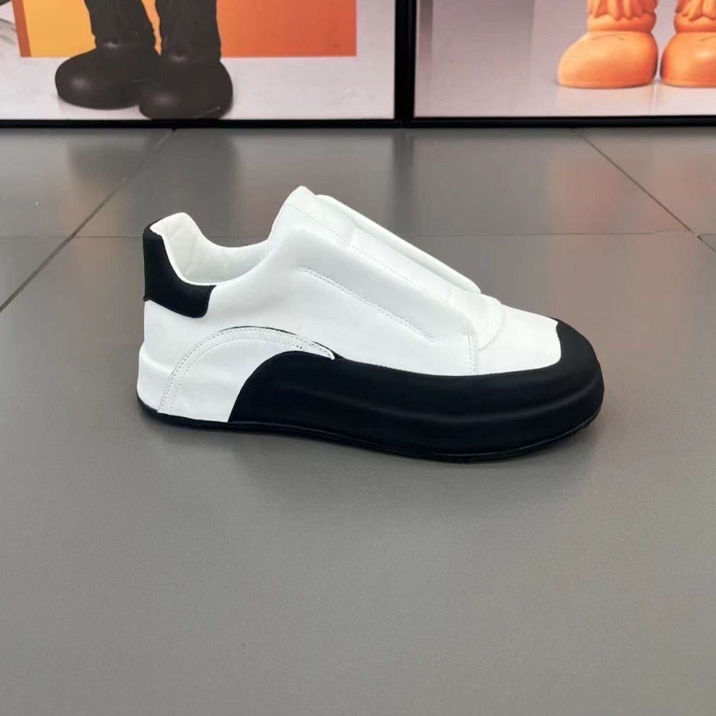 Chunky Platform Hook-and-Loop Shoes for Men Black White Casual Trendy ...