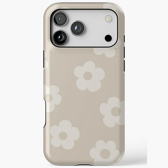 Chunky Retro Flowers Sand Color Art iPhone Case 11 through 17 Pro Max ...