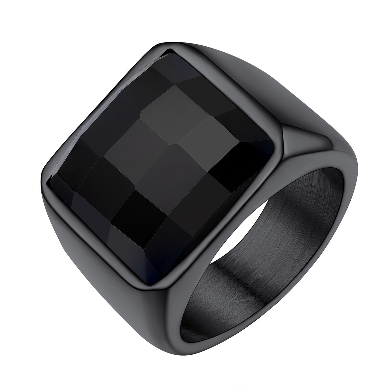 FindChic Mens Black Signet Rings Black Gemstone Thumb Ring for Him ...