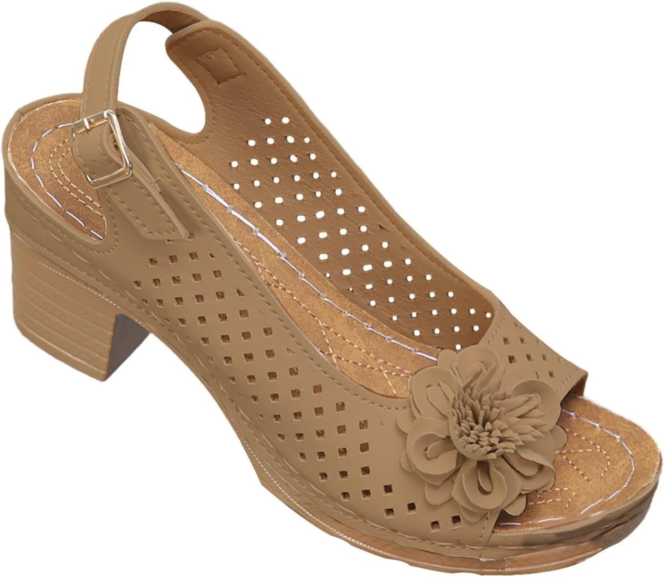 Chunky Sandals for Women Trendy High Block Heels Floral Wedge Sandal ...