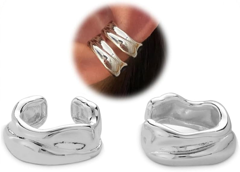 Chunky Sculptural Ear Cuffs Non Piercing for Women - Dainty 14K Gold ...