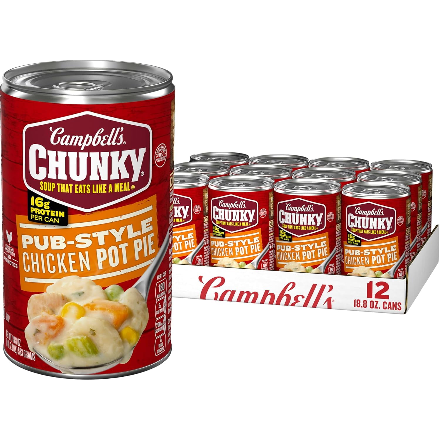 Chunky Soup, Pub-Style Chicken Pot Pie Soup, 18.8 oz Can (Pack of 12 ...