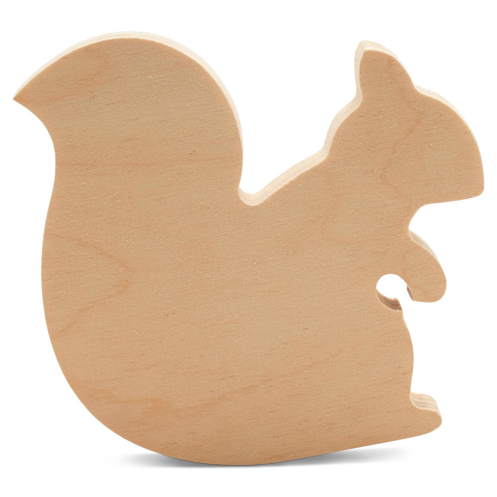 Chunky Squirrel Wood Cutout for Crafts 4-inch,, Wood Animal Craft for ...