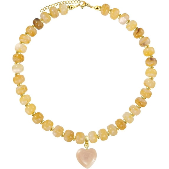 Chunky Statement Necklace for Women, Heart Pendant Colorful Beaded ...