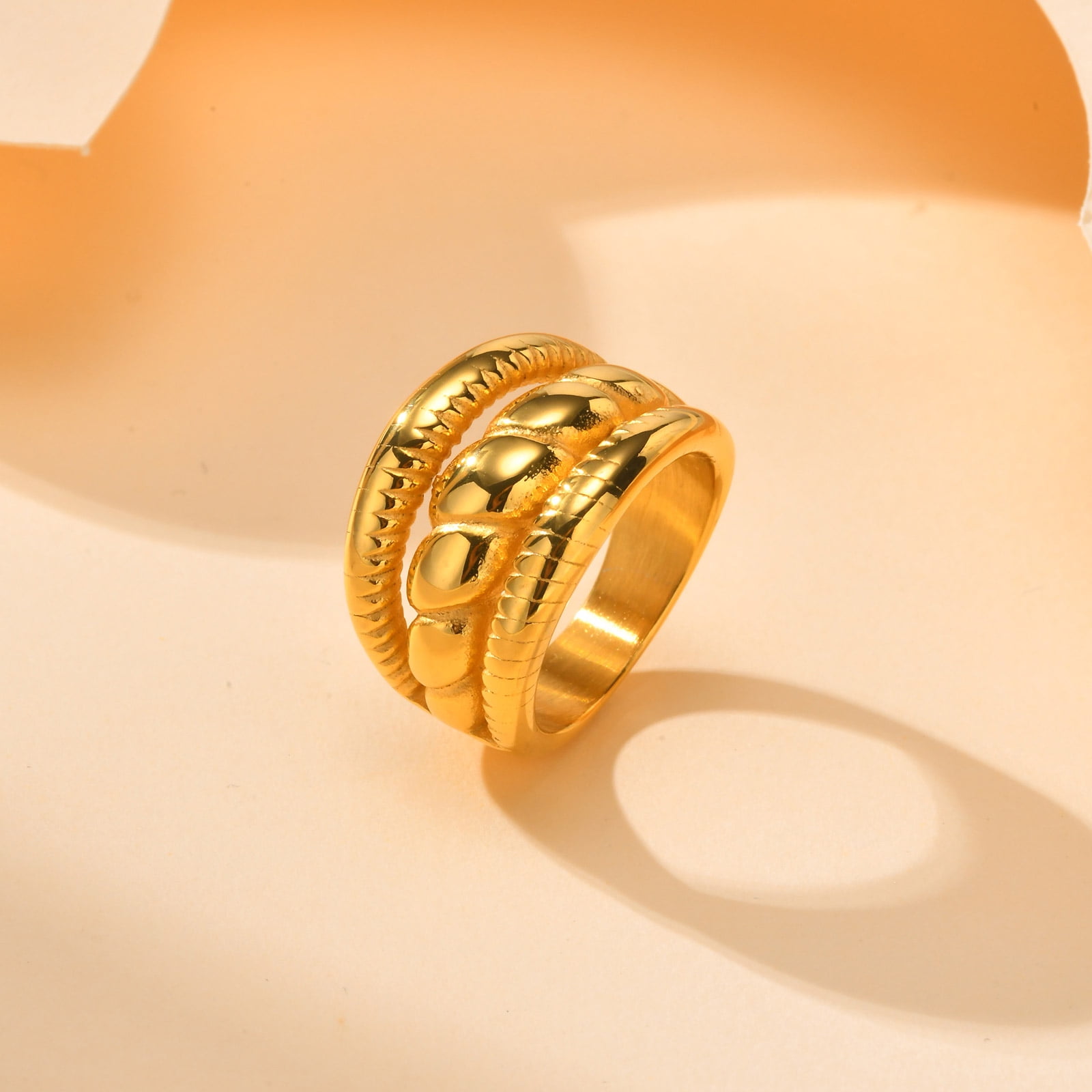 Chunky Statement Rings for Women, Stainless Steel Bold Stacking ...