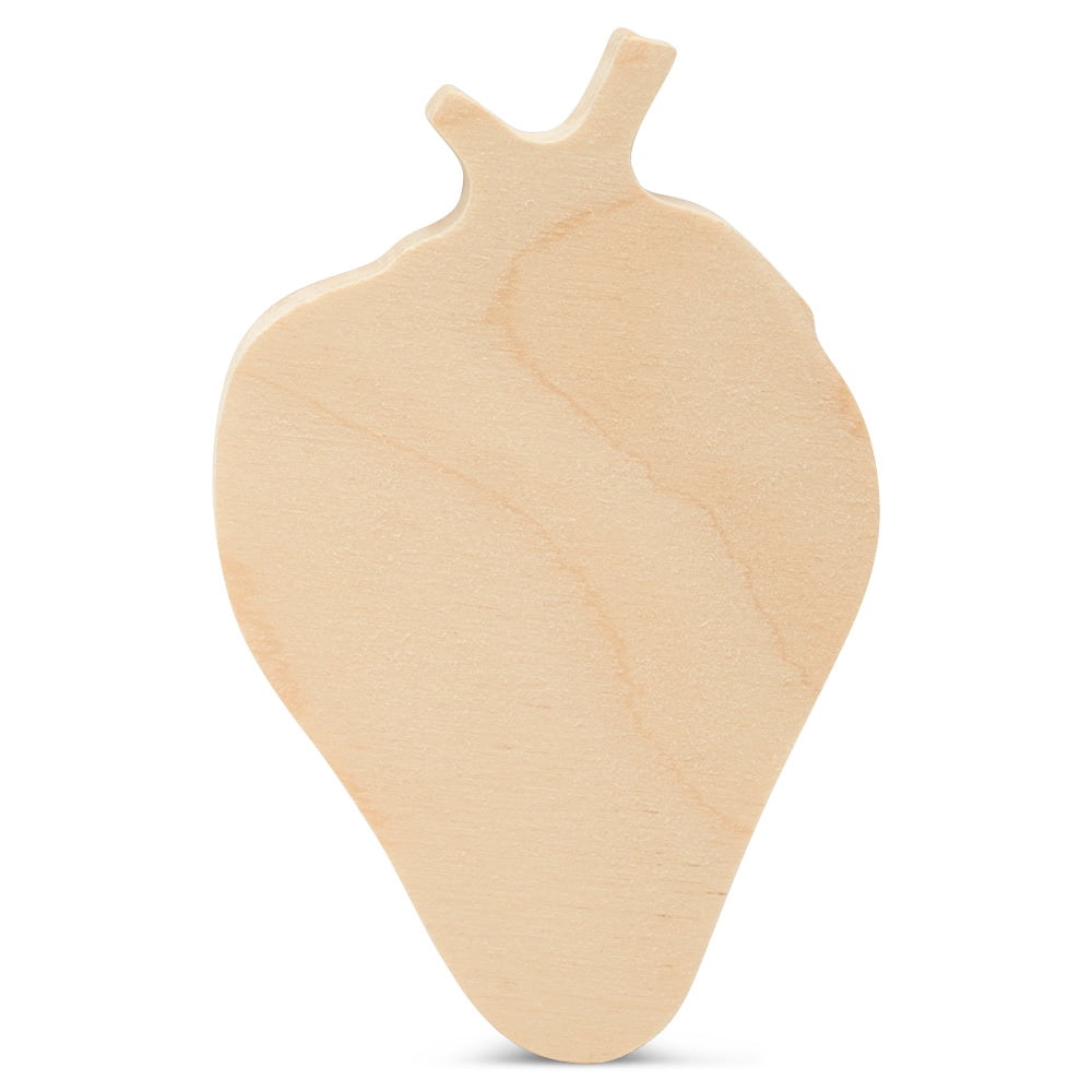 Chunky Strawberry Cutout 4-inch, 1/2 inch Thick, Pack of 10 Wood Craft ...