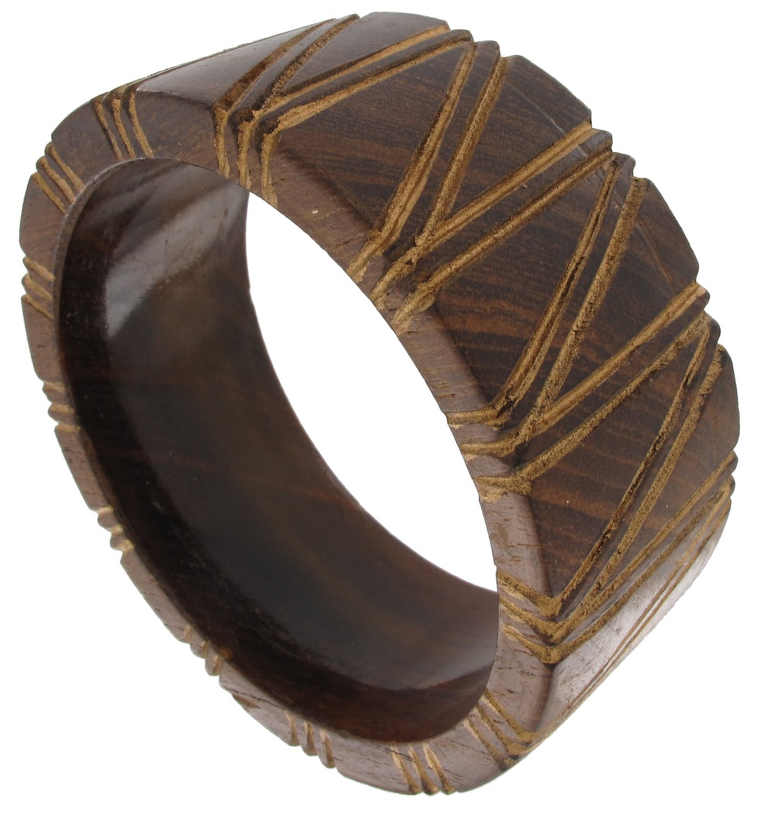 Chunky Wide Bulky Brown Natural Wood Carved Wooden Bangle Bracelet ...