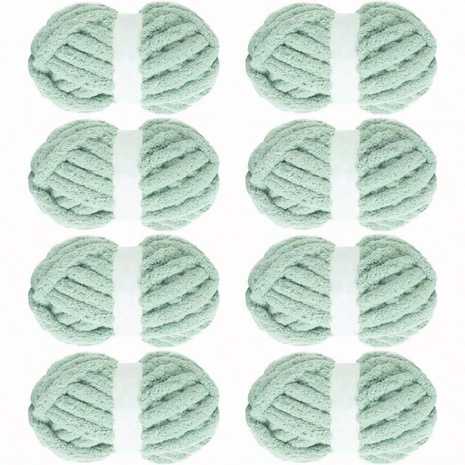 Chunky Yarn for Crocheting 8 PackMint Green Fluffy Jumbo Chenille Yarn ...