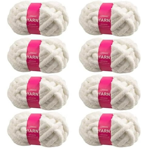 Chunky Yarn for Hand Knitting and Blankets – Super Soft Jumbo Chenille ...