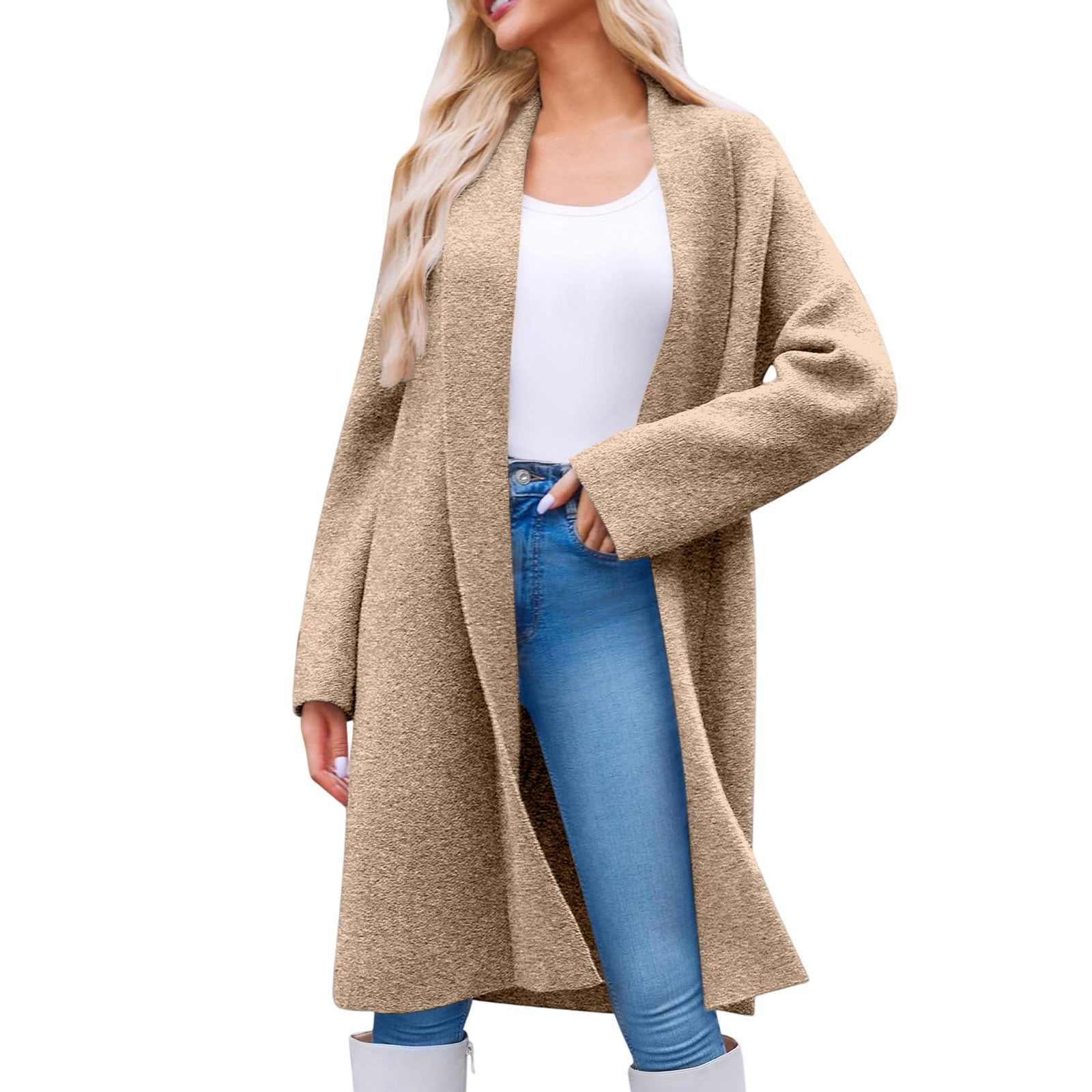 Chunkys Oversized Fall Cardigan for Women, Long Open Front Knitted Coat ...