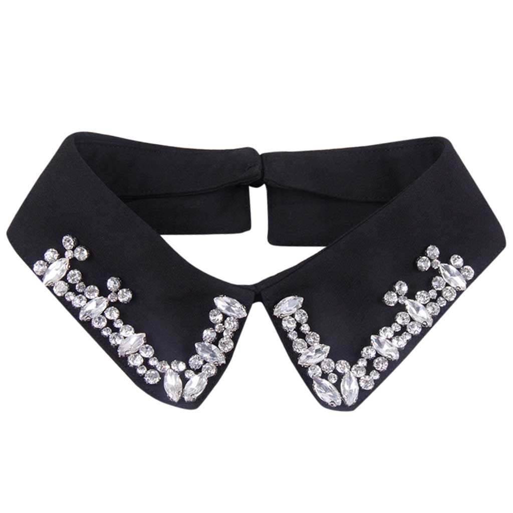 Chunleiiii Rhinestone Embellished Top Women Diamond Button Blouse False ...