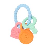 Nuby Natural Teether Silicone Key-Ring Design with Wooden Hoop ...