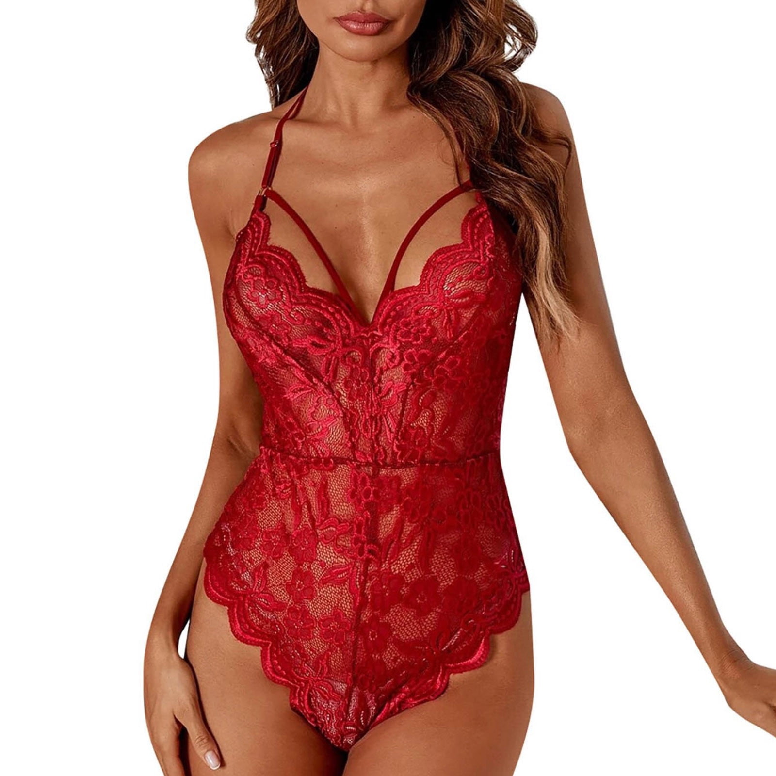 Chunleiiii Women Fashion Print Mesh Lingerie Lace Lingerie 1 Pieces