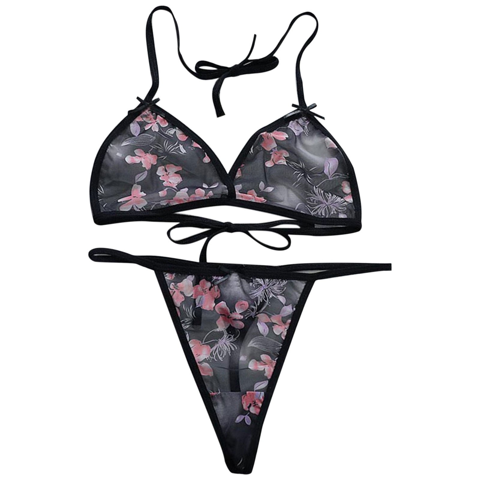 Chunleiiii Womens Printed Mesh Inside Matching Emotional Underwear