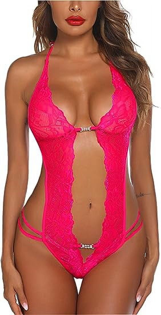 Chunoy Women Sexy Lingerie One Piece Lace Lingerie Bodysuit Deep V