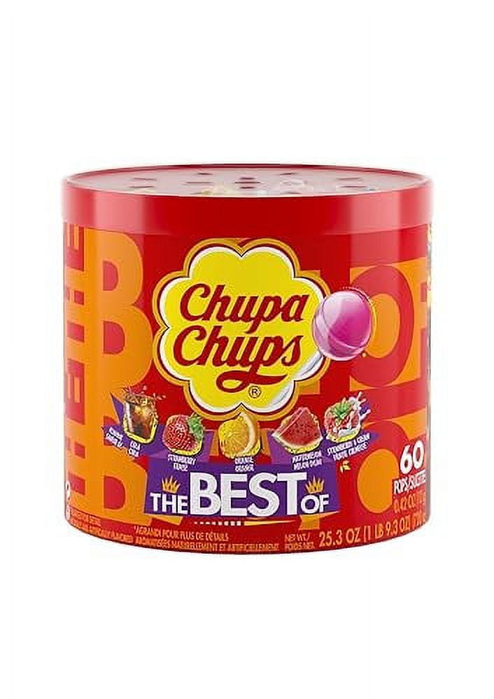 Chupa Chups Candy Lollipops, JB28 5 Assorted Flavors, Drum Display for ...