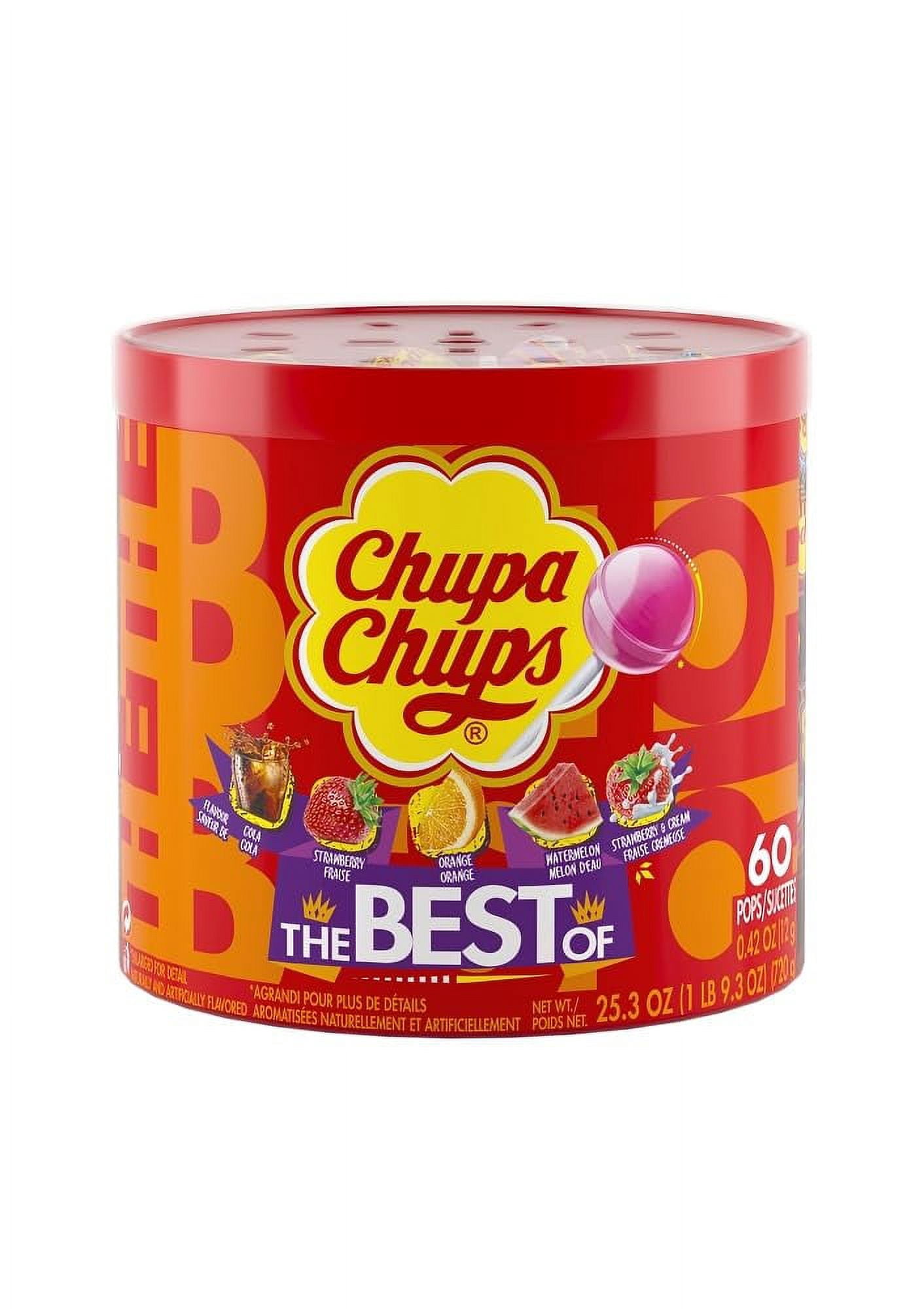 Chupa Chups Candy Lollipops, JB28 5 Assorted Flavors, Drum Display for ...