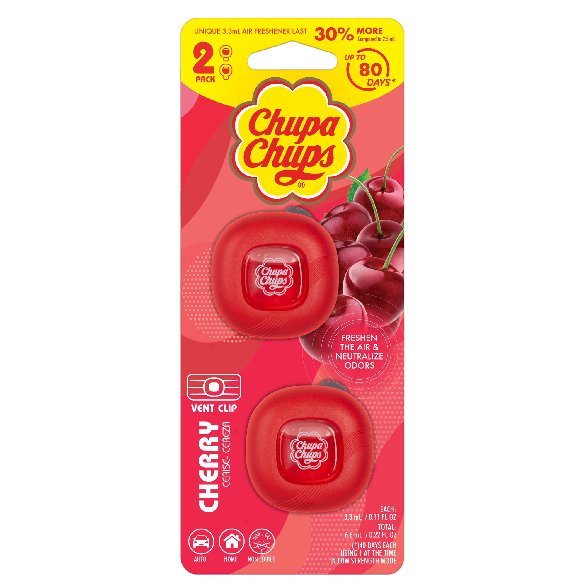 Chupa Chups Car Air Freshener, Candy Cherry - Long Lasting Car ...
