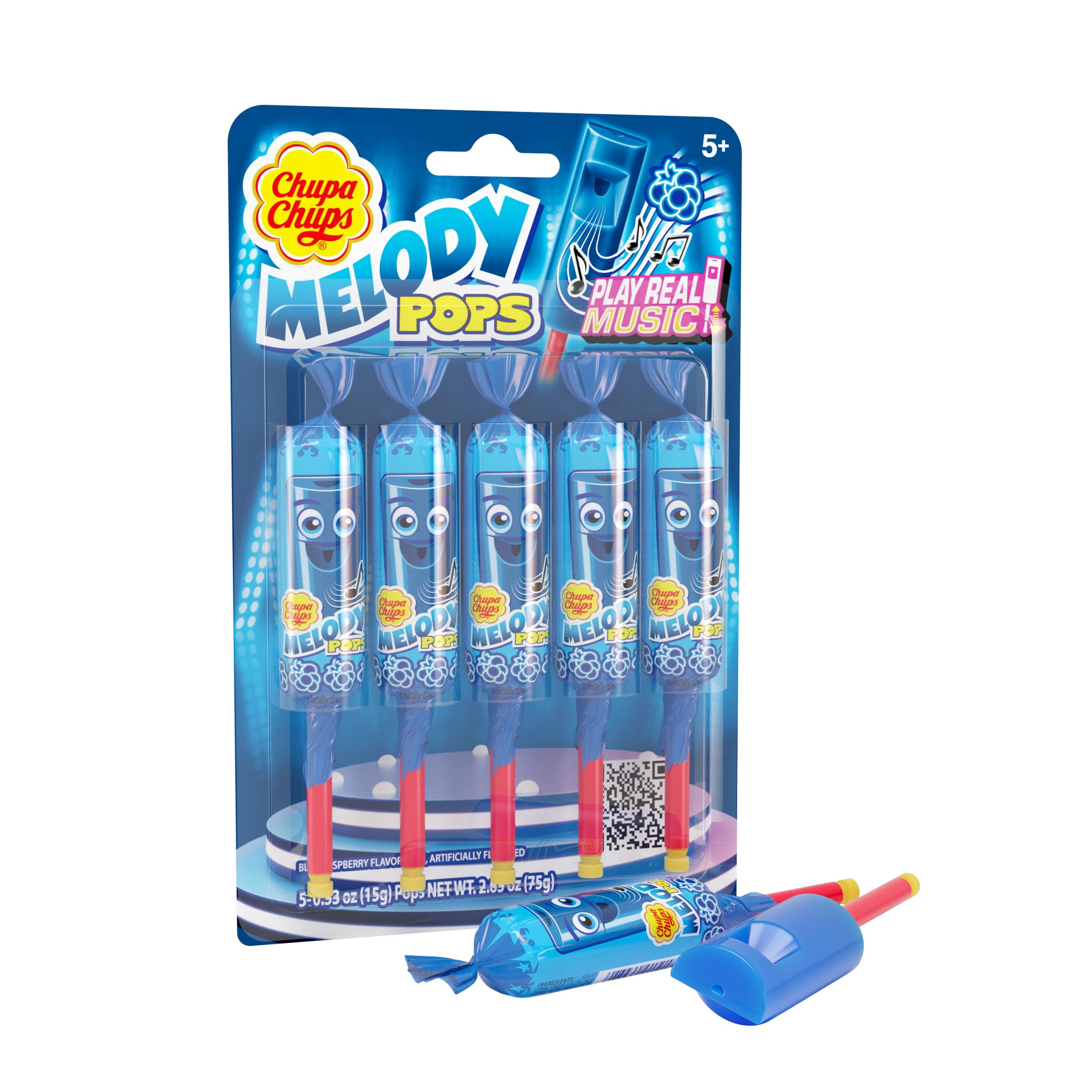 Chupa Chups Melody Pop, AKF18 Blue Raspberry Flavor, Whistle Lollipops ...