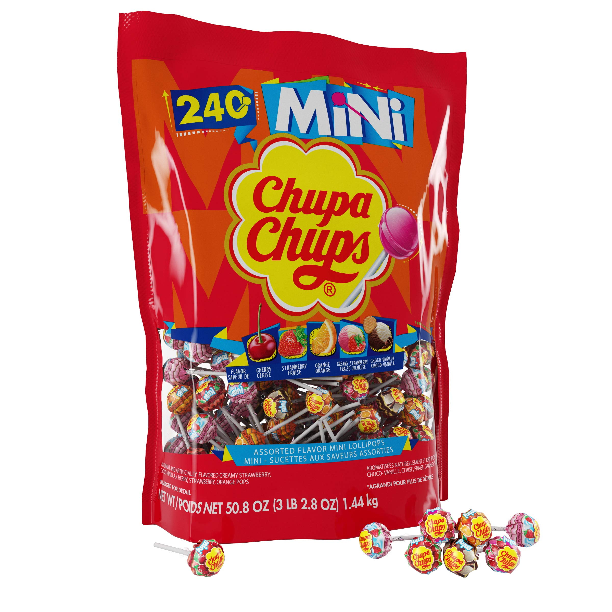 Chupa Chups Mini Candy Lollipops, Variety Pack of 7 Assorted Flavors ...