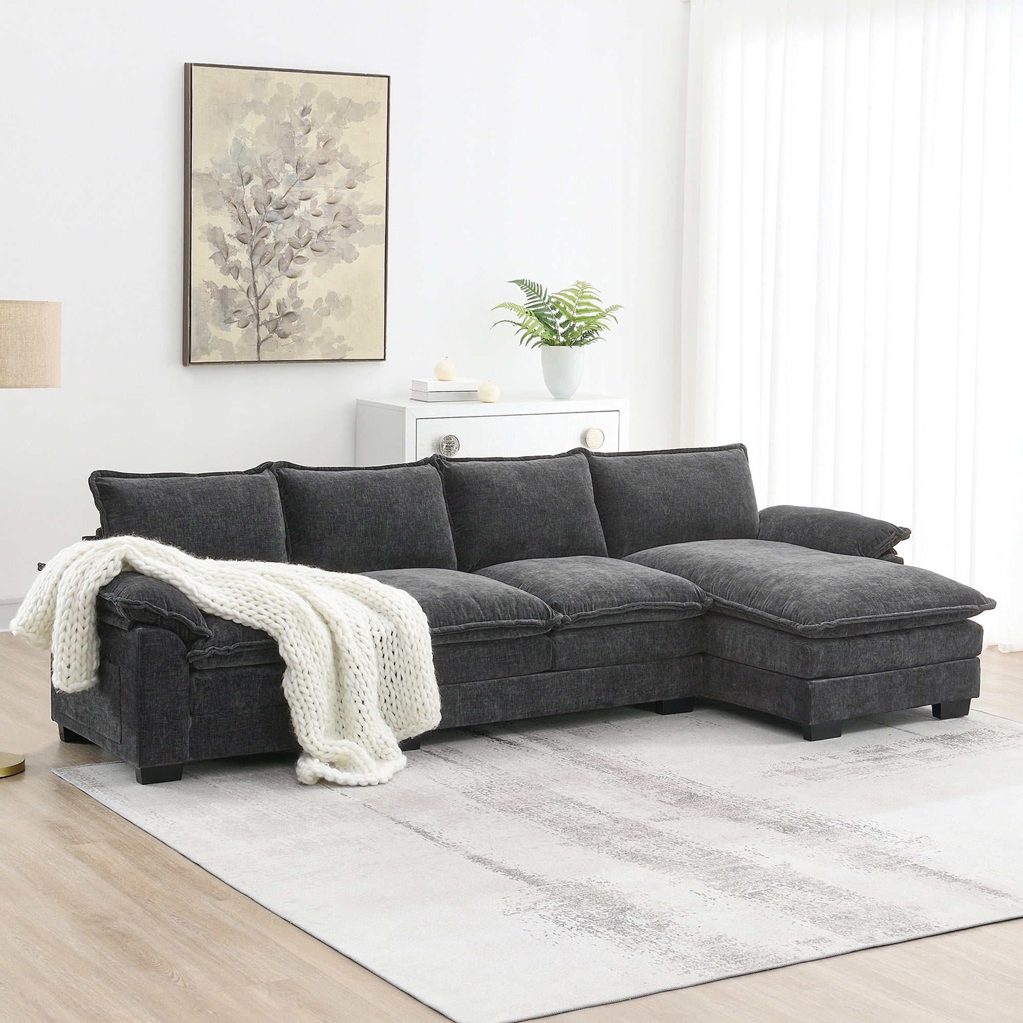 Harper & Bright Designs 118" Convertible Sectional Sofa Couch, 3 Seat ...