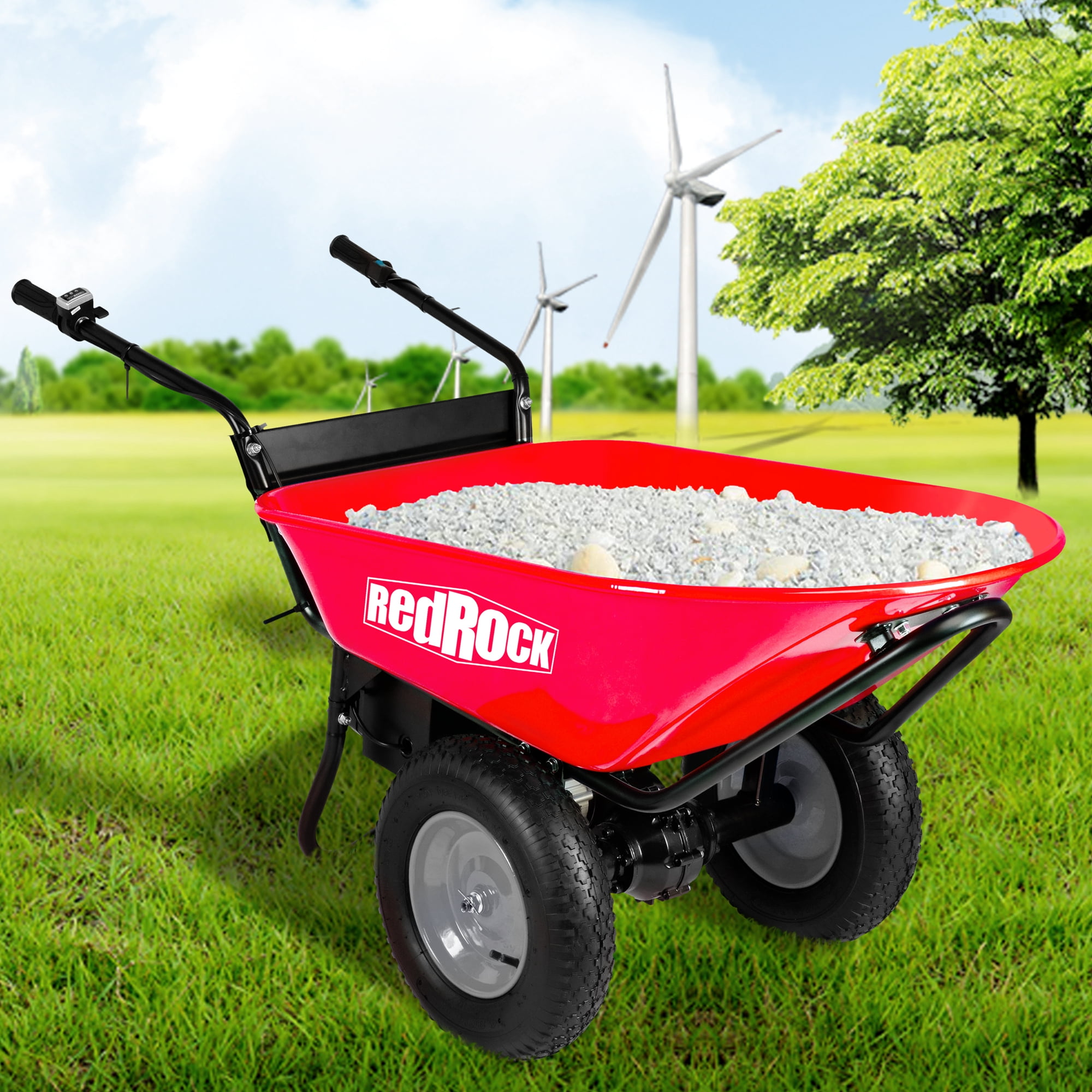 Churanty Motorized 2 Wheel Wheelbarrow Utility Cart for Lawn Yard ...