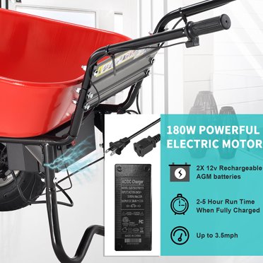 SuperHandy Heavy Duty Motorized Electric Wheelbarrow - 48V 2Ah Battery ...