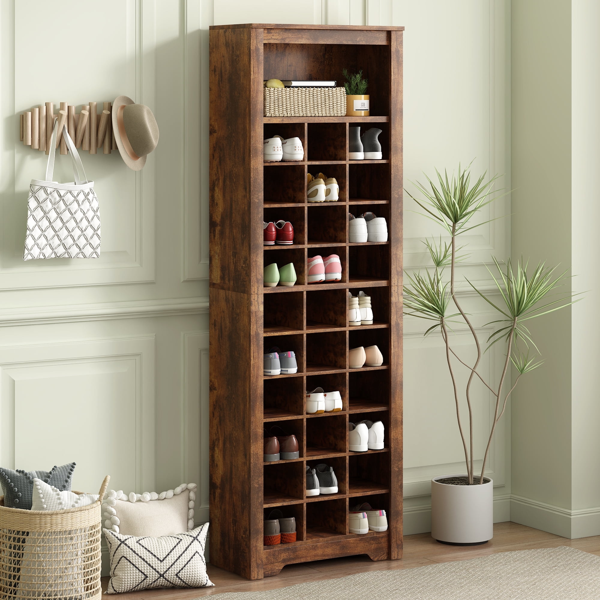 Harper & Bright Designs 30 Shoe Cubby Console, Contemporary Free ...