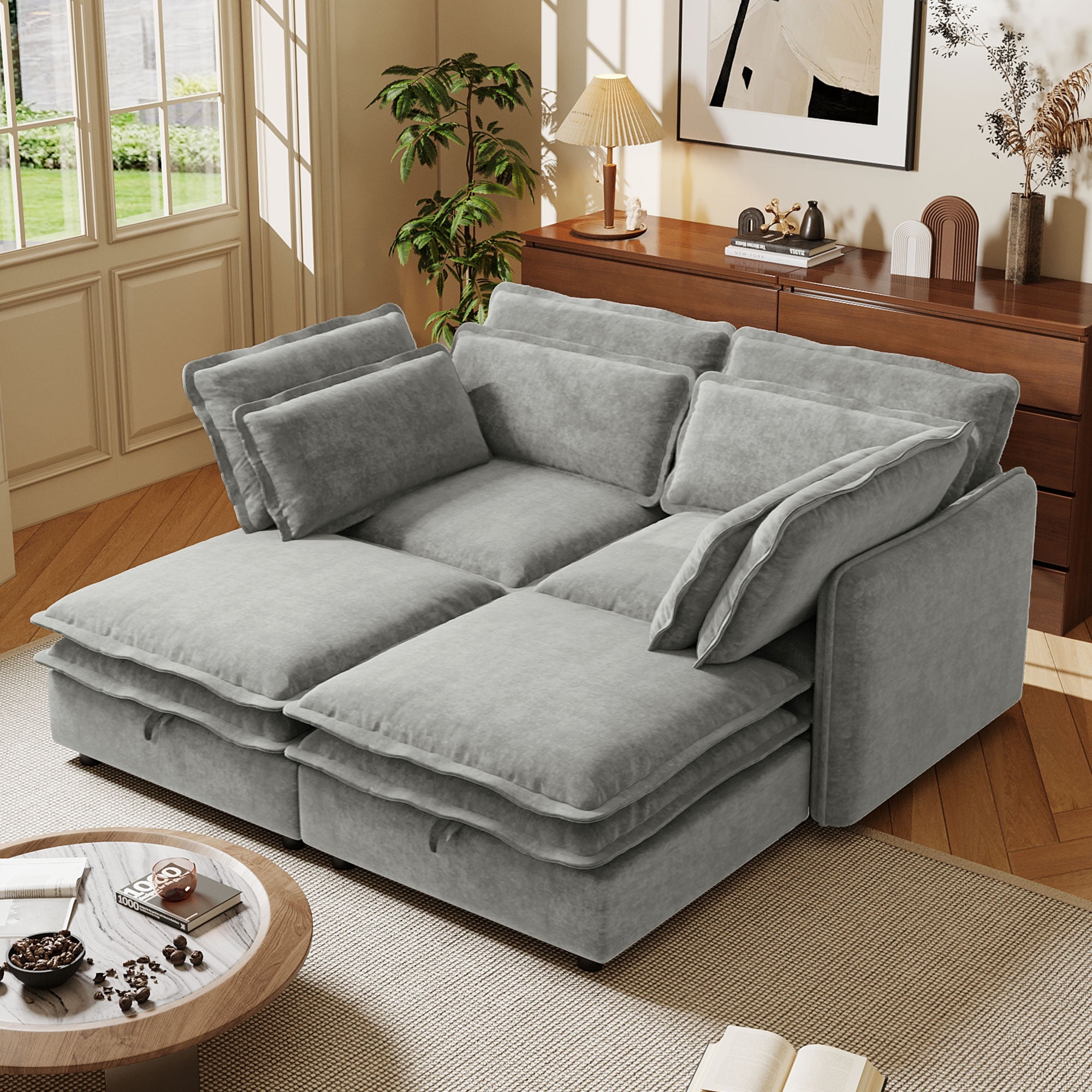 Harper & Bright Designs 4 Seater Modular Sofa with Storage, Freely ...