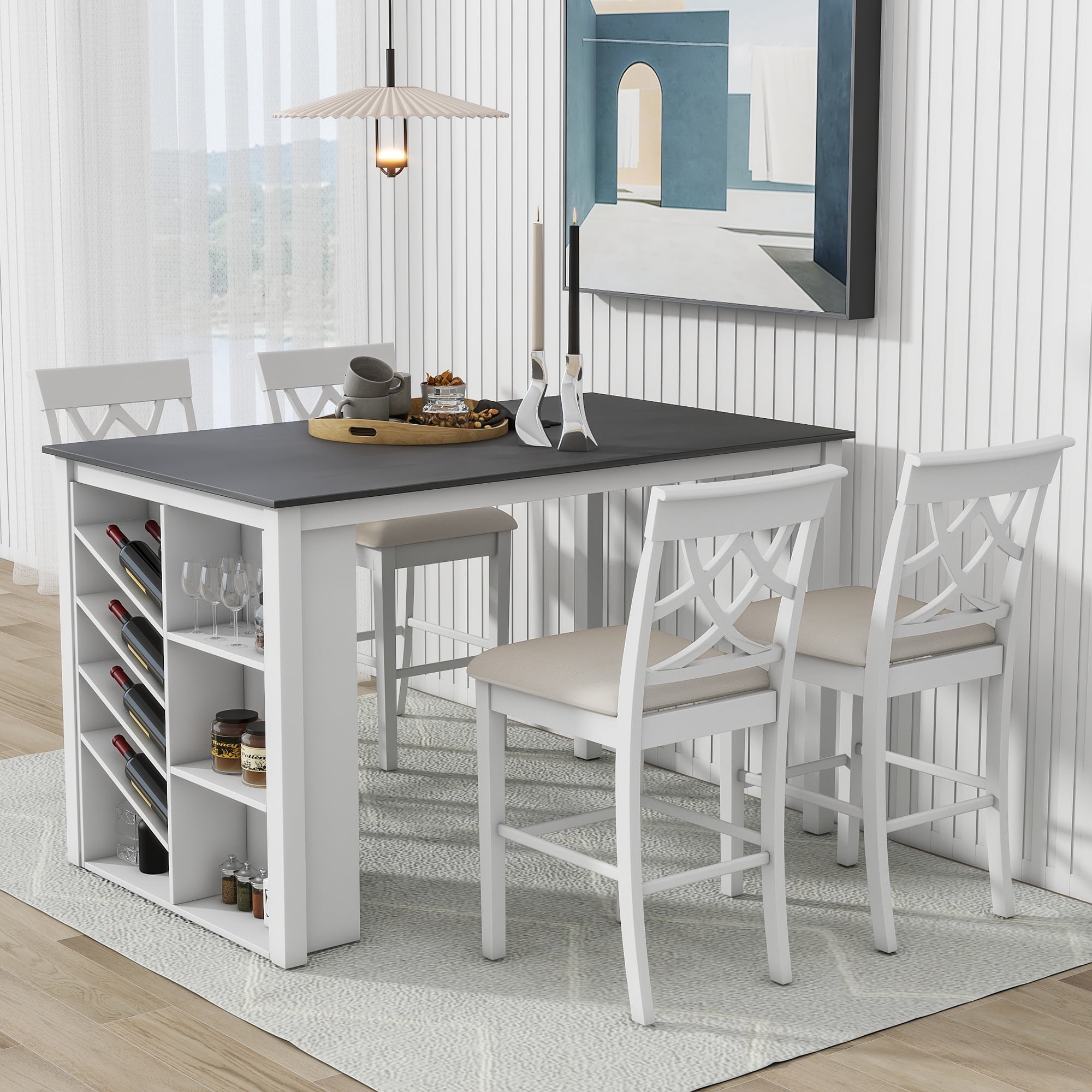 Harper & Bright Designs 5 Pieces Counter Height Dining Table Set for 4 ...
