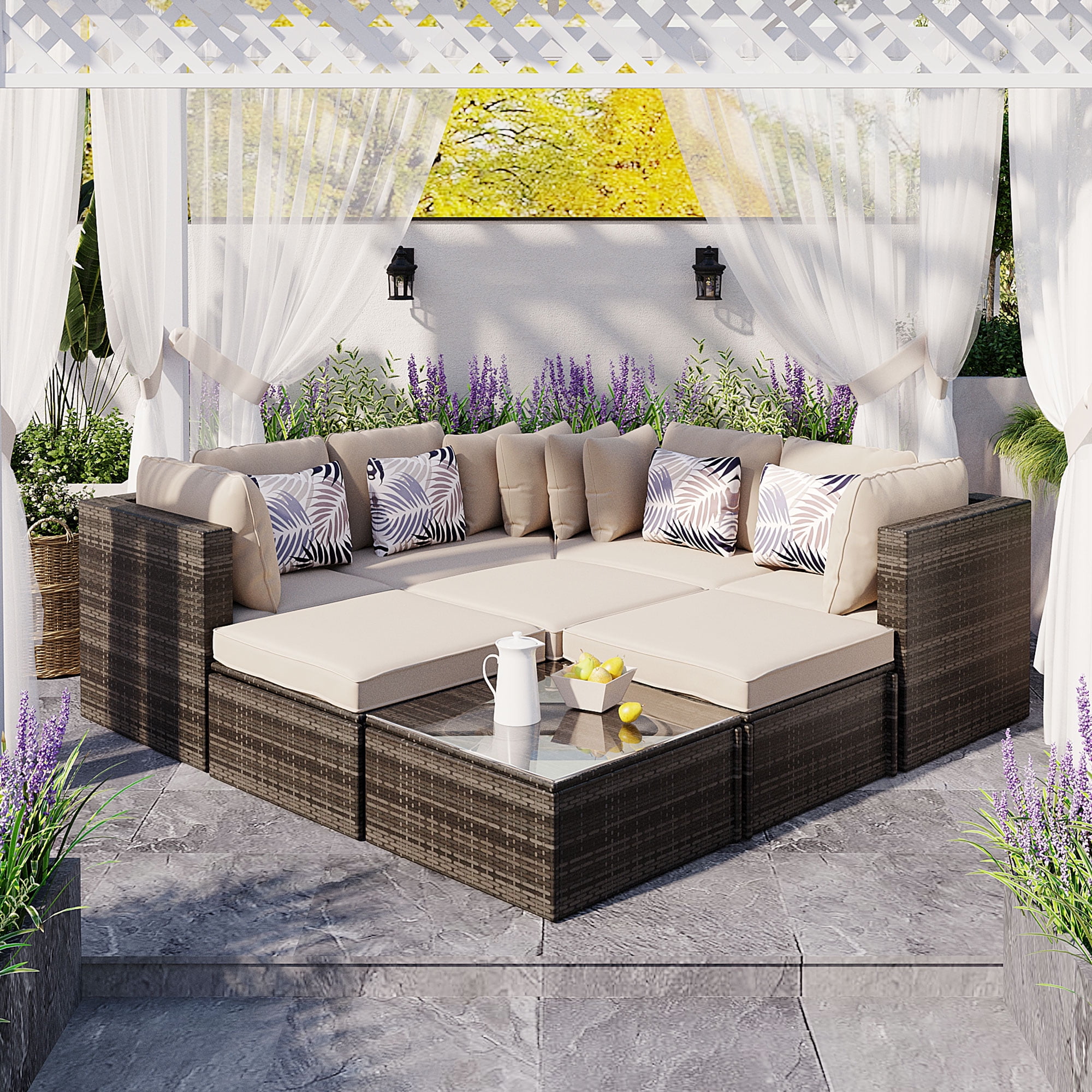 Harper & Bright Designs 8 Piece Patio Furniture Set, All Weather ...