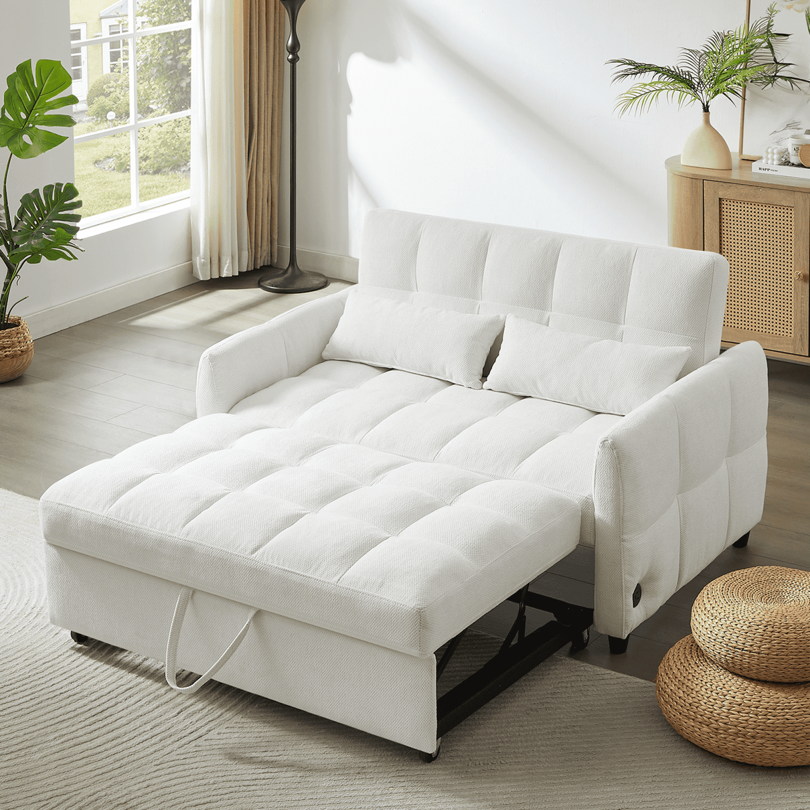 Harper & Bright Designs Convertible Tufted Sleeper Sofa Bed with ...