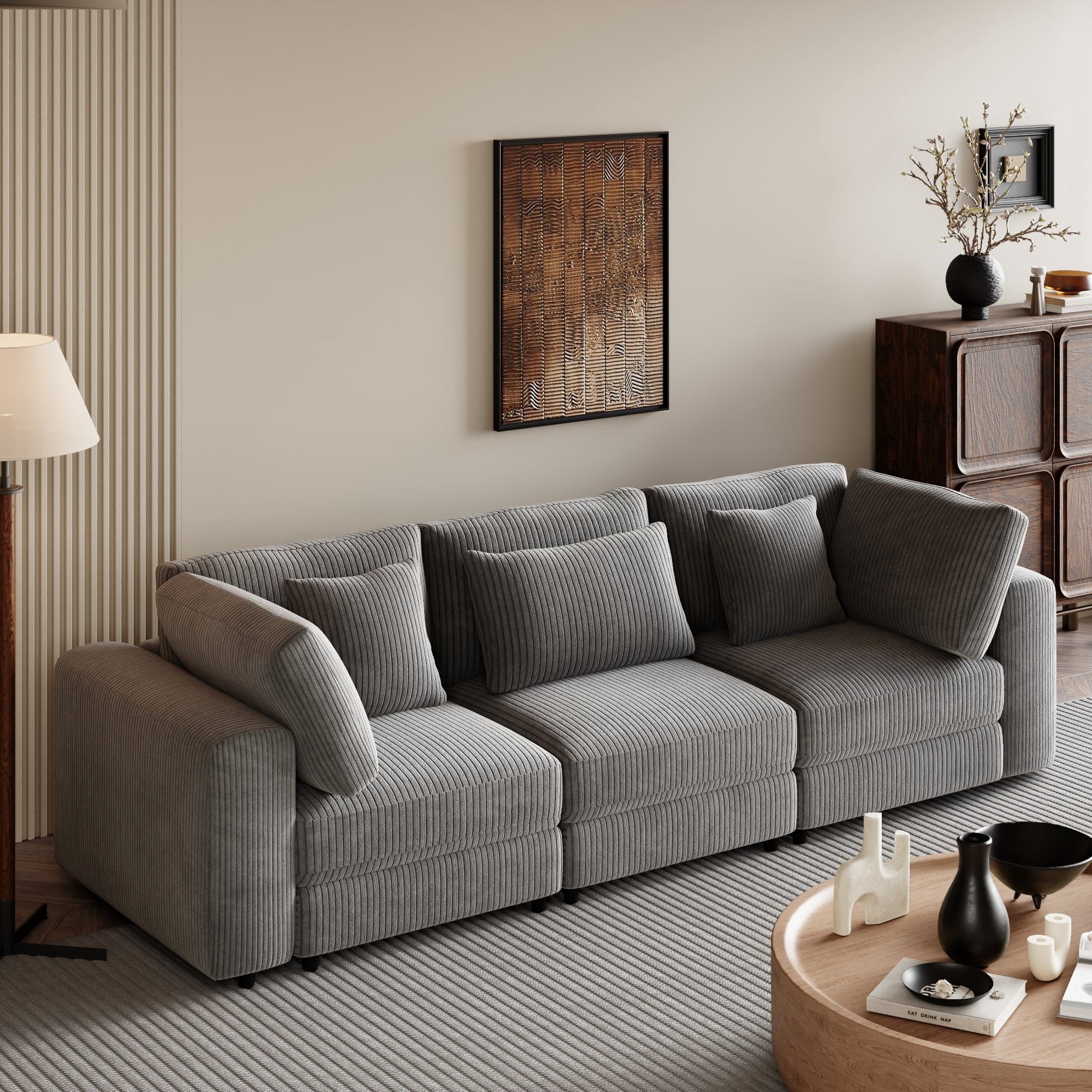 Harper & Bright Designs Corduroy Couch for Small Spaces, Modern 3 ...