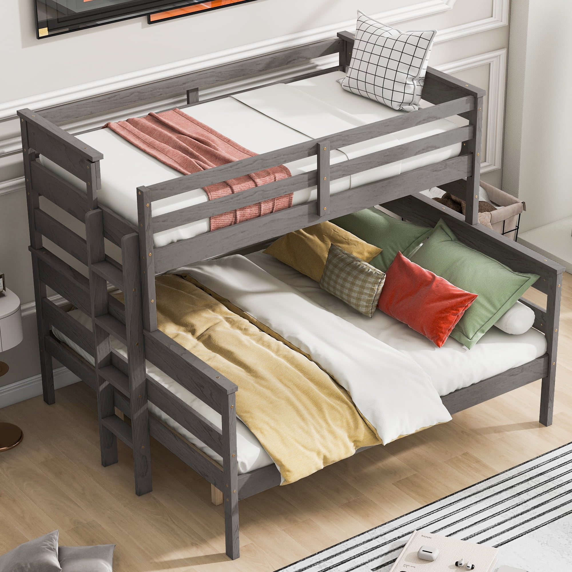 Churanty Detachable Twin XL Over Queen Wood Bunk Bed, Bunk Bed Frame ...