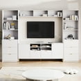 Churanty Entertainment Wall Unit with Bridge, Fluted Line Surface ...