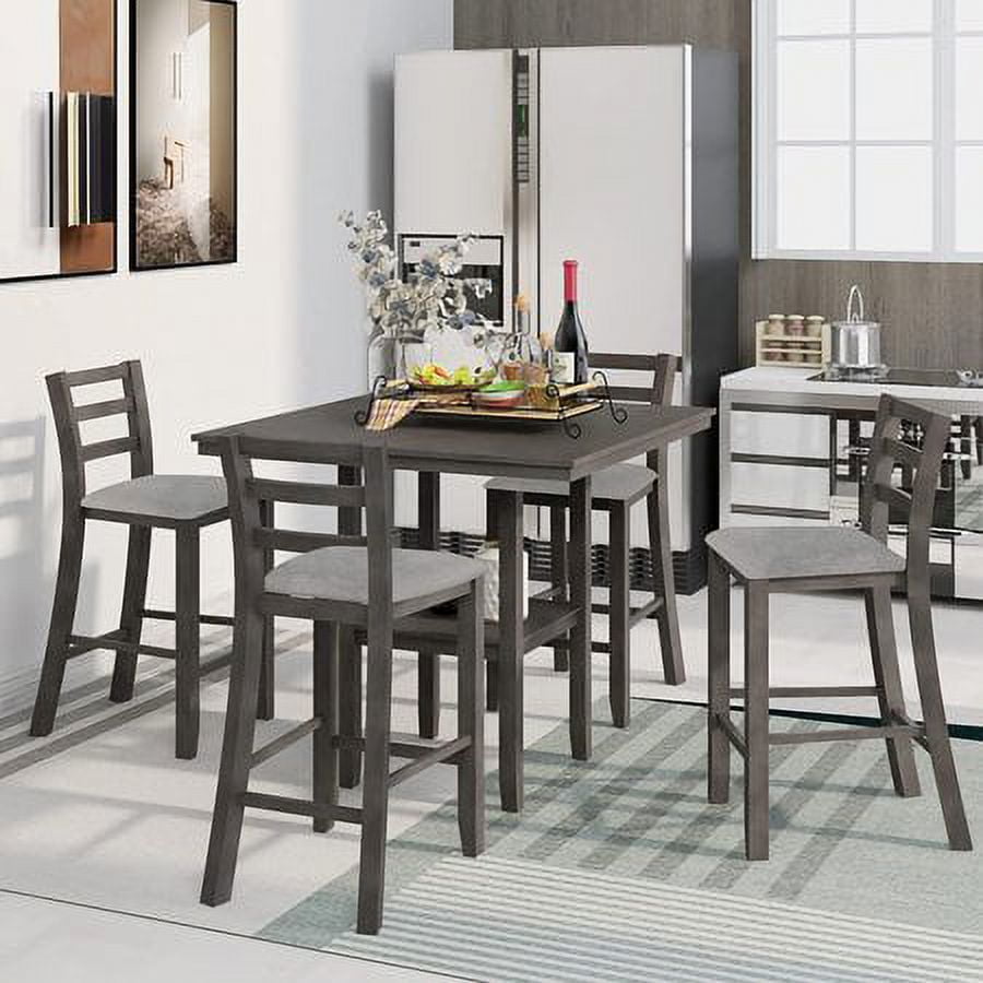 Churanty 5-Piece Wooden Counter Height Dining Set, Square Table with ...
