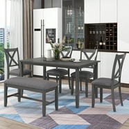 Churanty Six-seater Extendable Farmhouse Dining Table Set with ...
