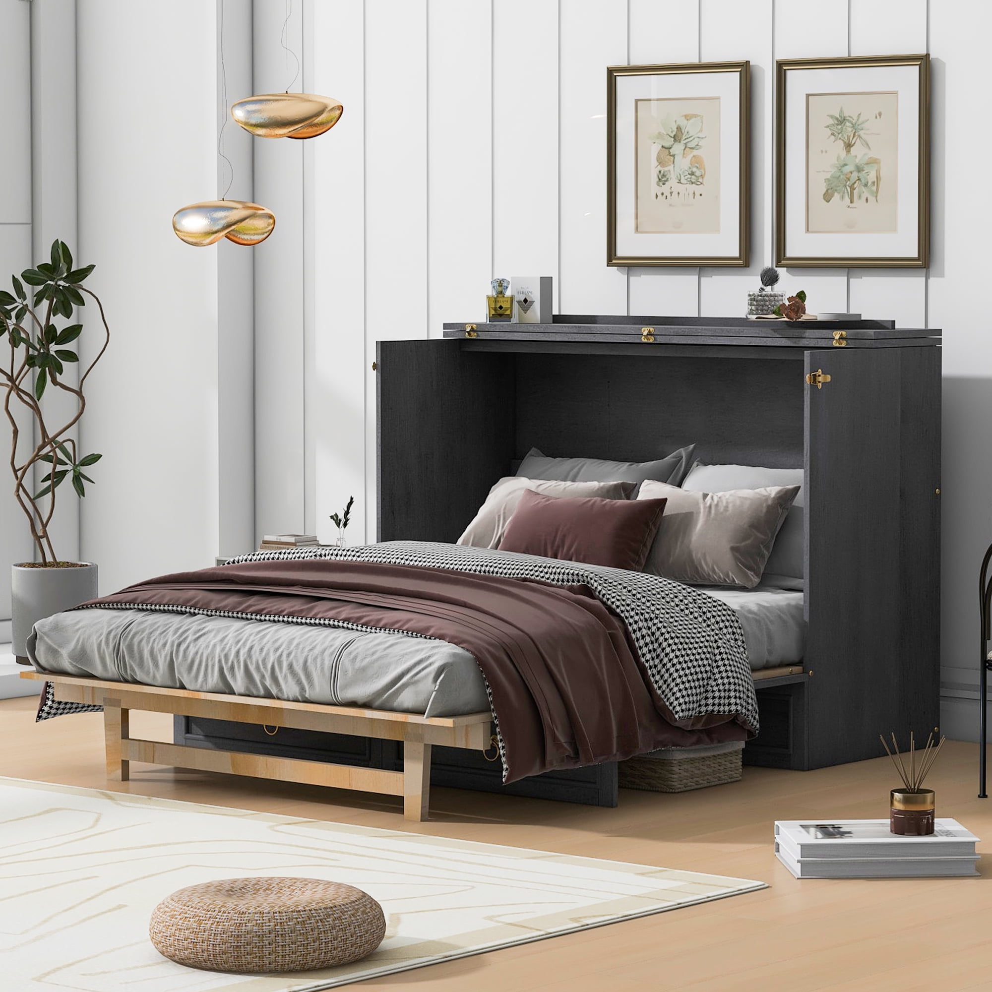 Churanty Full Murphy Bed Cabinet Bed, Full Size Murphy Bed with Storage ...