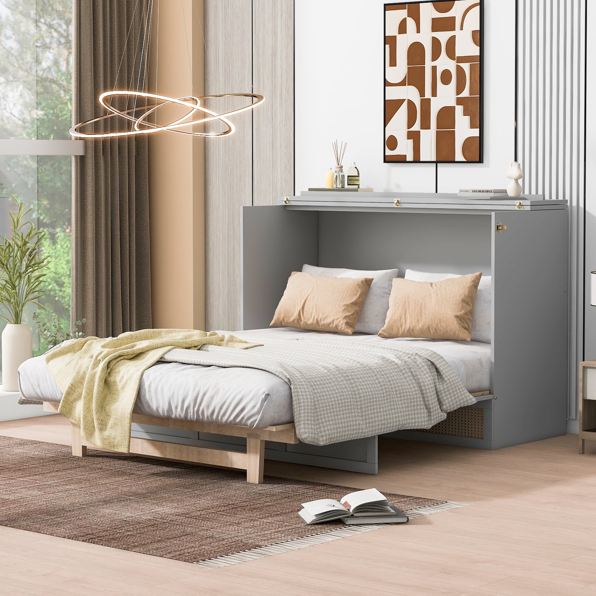 Harper & Bright Designs Full Murphy Bed Wall Bed with Storage Drawers ...
