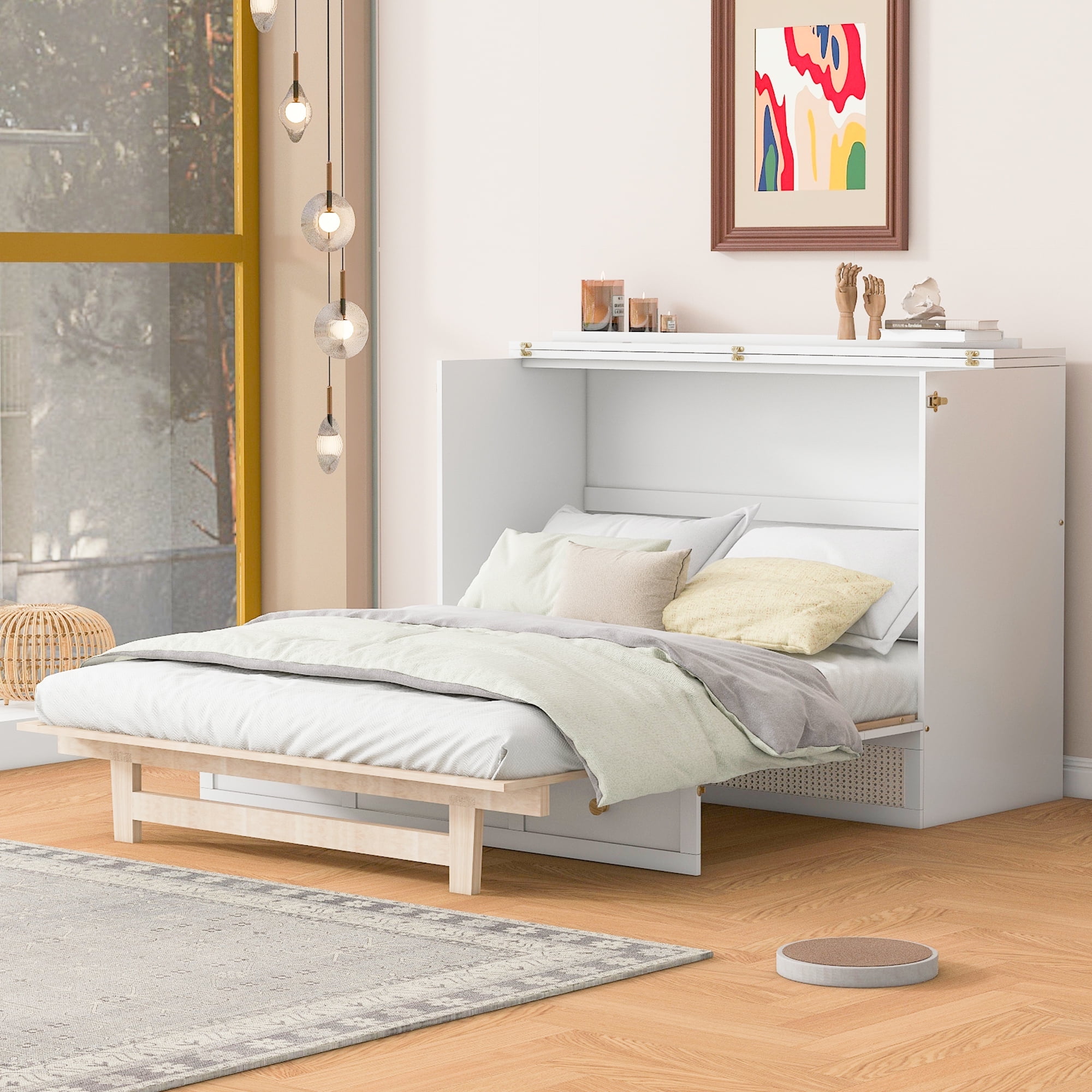 Harper & Bright Designs Full Murphy Bed Wall Bed with Storage Drawers ...