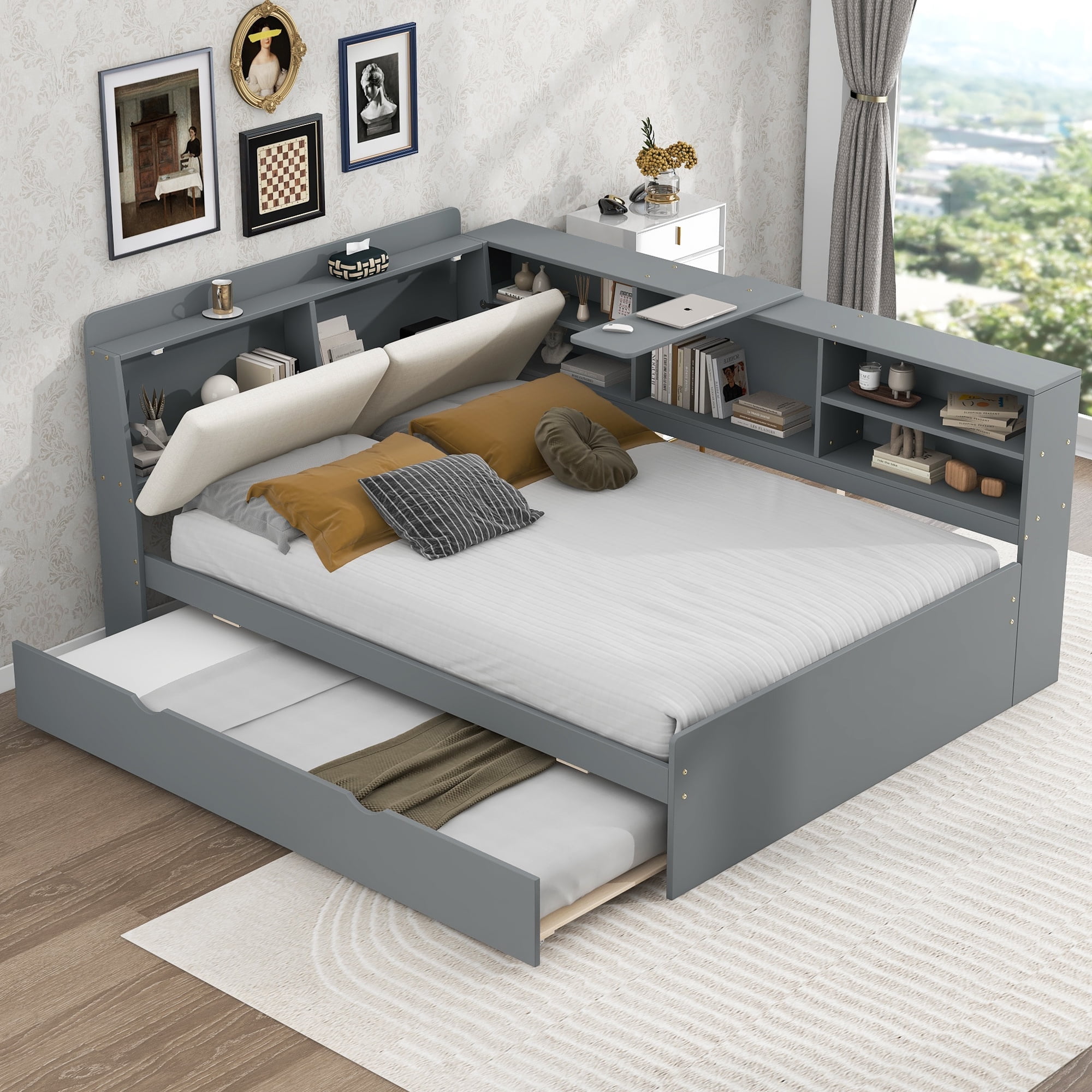 L Shaped Bed With Trundlenull