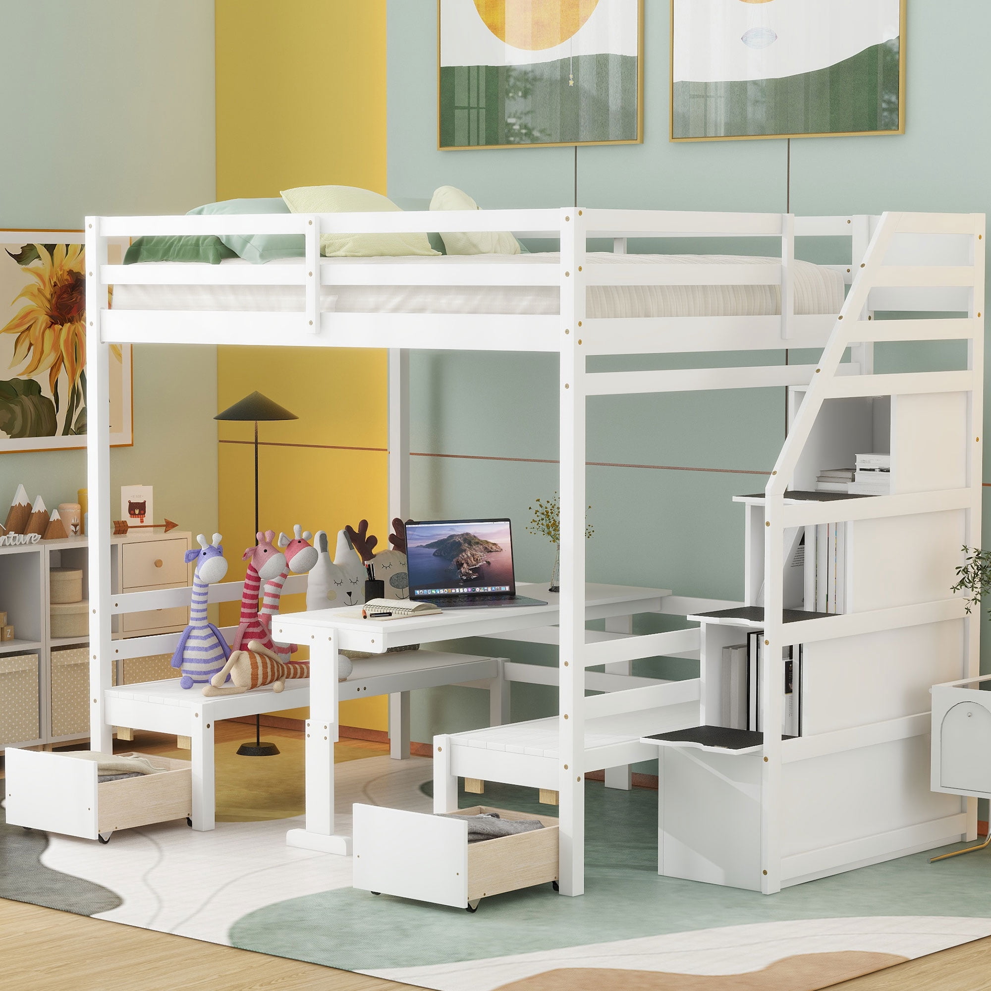 Churanty Full over Full Size Convertible Bunk Bed with Storage ...