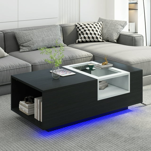 Harper & Bright Designs LED Coffee Table with Storage, Modern Center ...