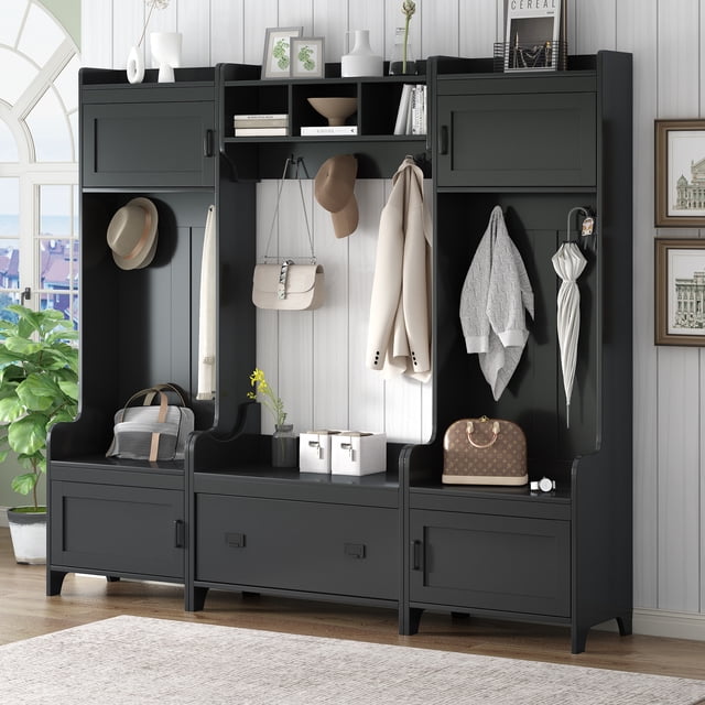 Harper & Bright Designs Large Hall Tree 4-in-1 Multiple Functions ...
