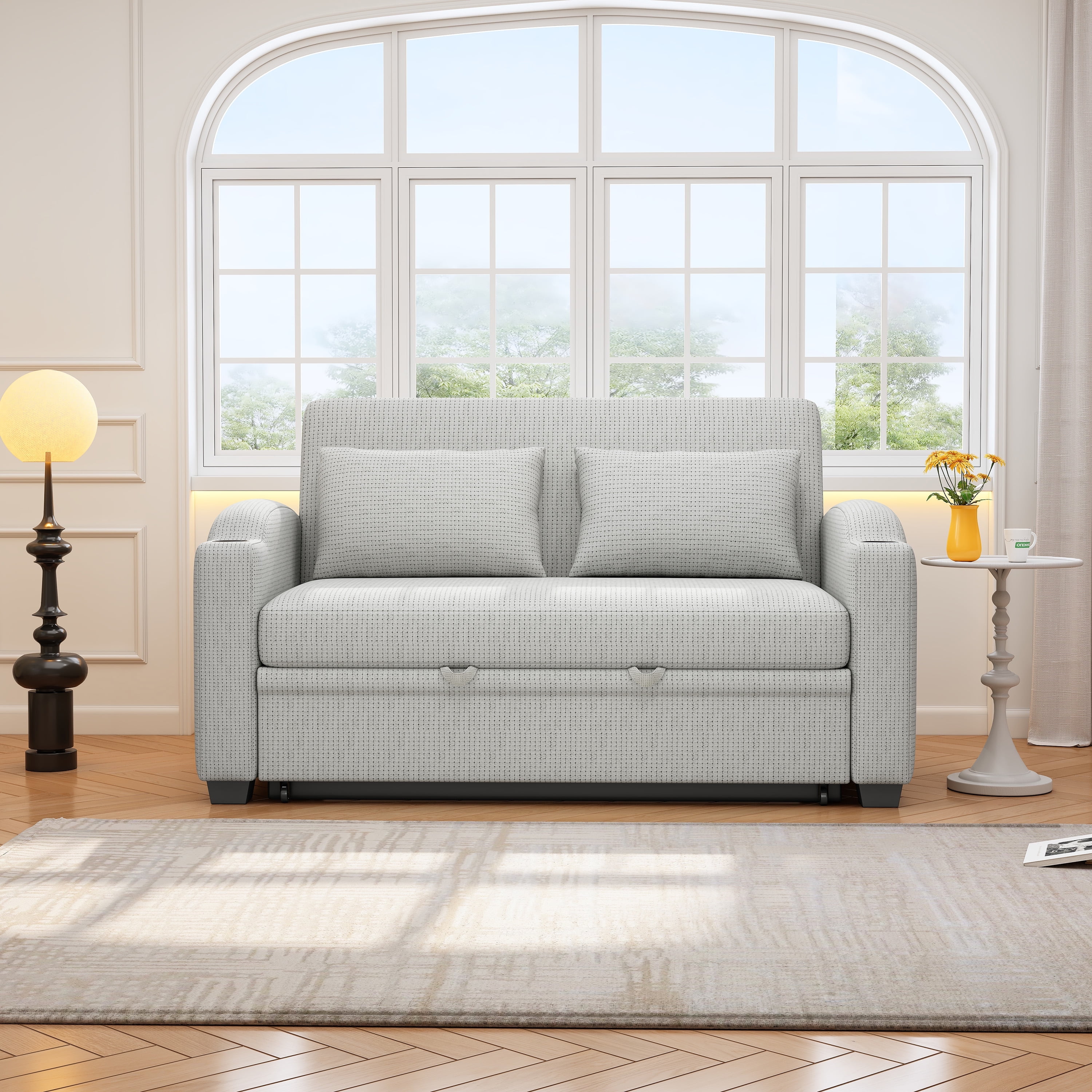 Harper & Bright Designs Loveseat with Pull Out Bed, Convertible ...
