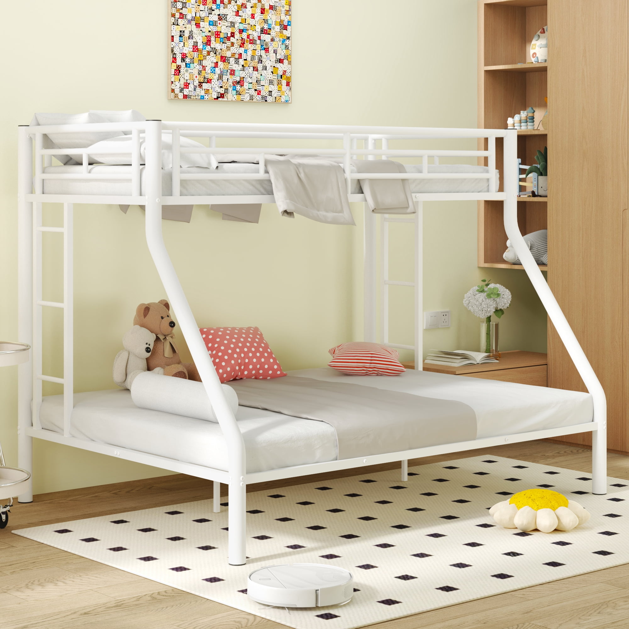 Churanty Metal Twin XL Over Queen Bunk Bed, Heavy Duty Bunk Bed with 2 ...